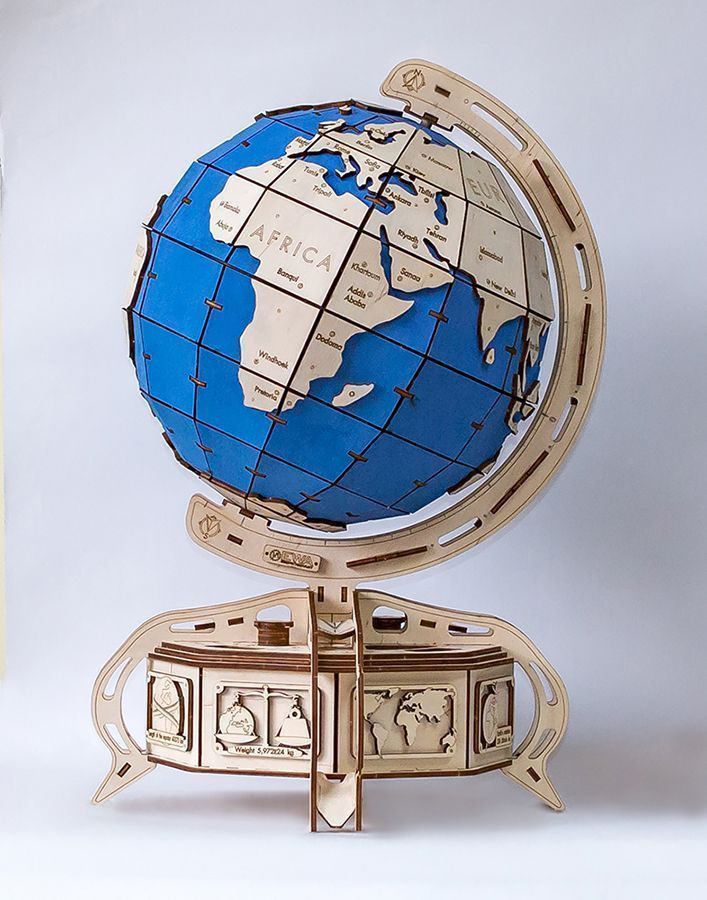 Конструктор деревянный 3D EWA Глобус голубой GlobusBlue — Eco Wood Art ...